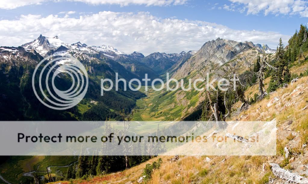 Classic shot of Mt. Ranier from Emerald Ridge on the Wonderland Trail ...